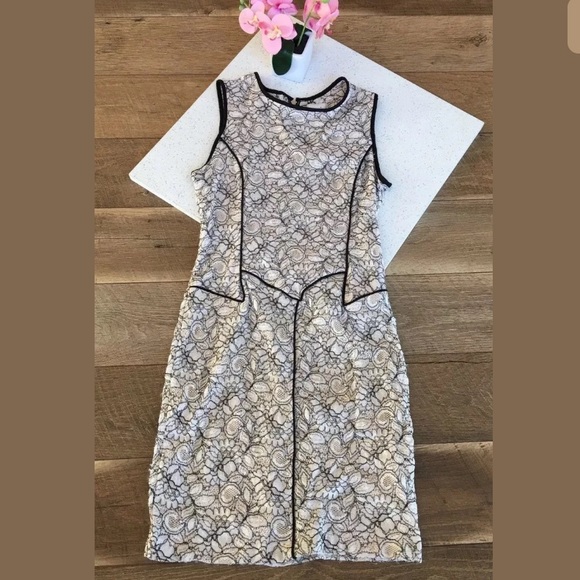 ECI | Dresses | Eci New York Cream Khaki Aplique Lace Dress M | Poshmark